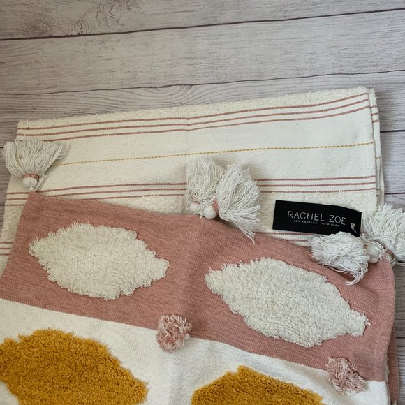 Rachel Zoe | Bedding | Rachel Zoe Throw Blanket Cream And Pink Striped ...